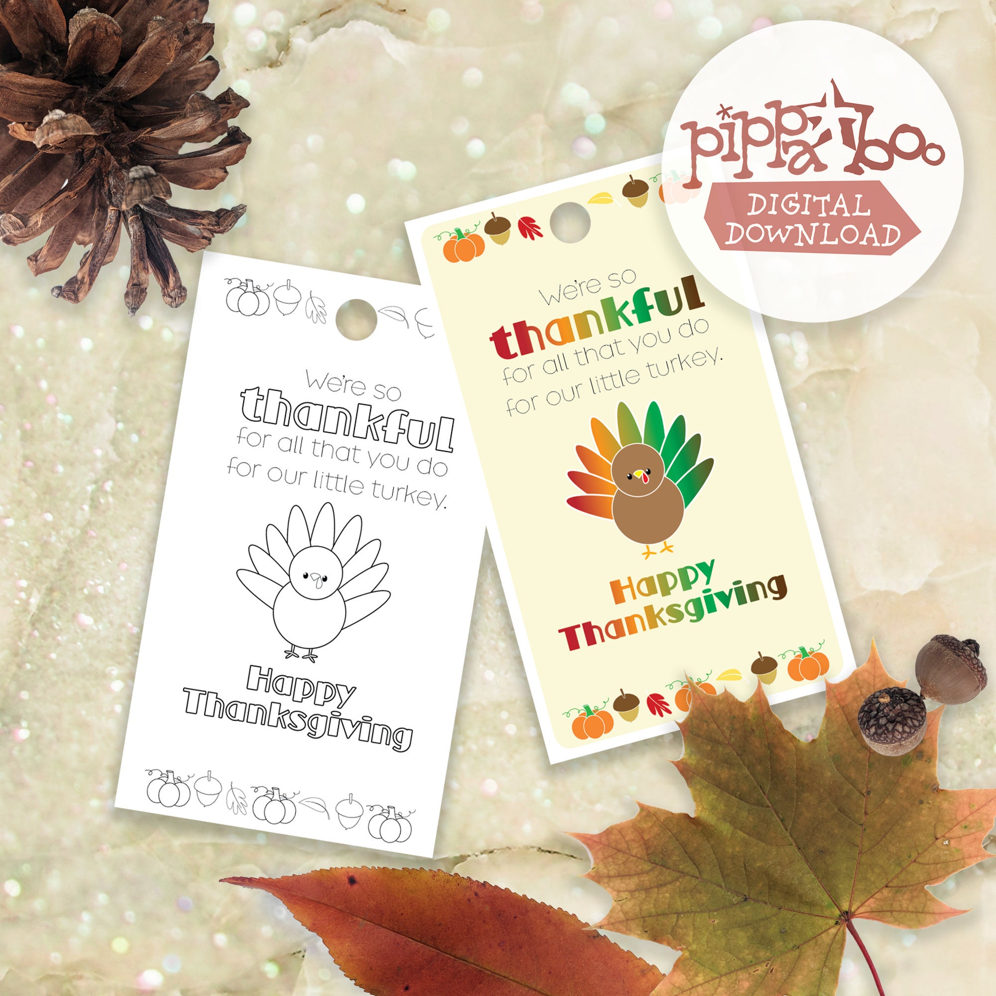 Thankful Little Turkey | Printable Thanksgiving Gift Tags | Easy DIY ...