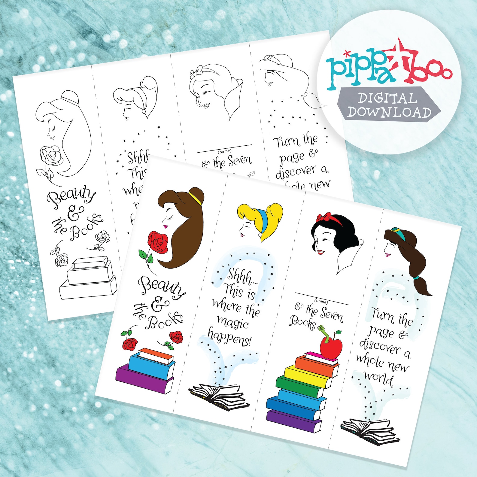 4 Printable Princess Bookmarks for Kids | DIGITAL DOWNLOAD | Instant ...