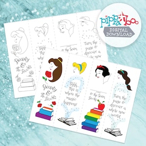 4 Printable Princess Bookmarks for Kids | DIGITAL DOWNLOAD | Instant ...