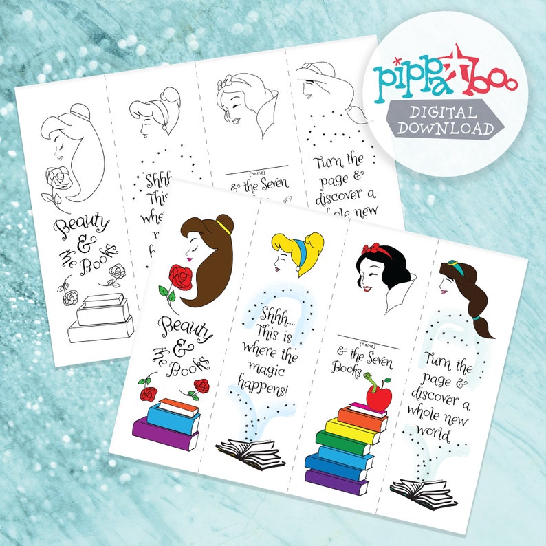 4 Printable Princess Bookmarks for Kids | DIGITAL DOWNLOAD | Instant ...