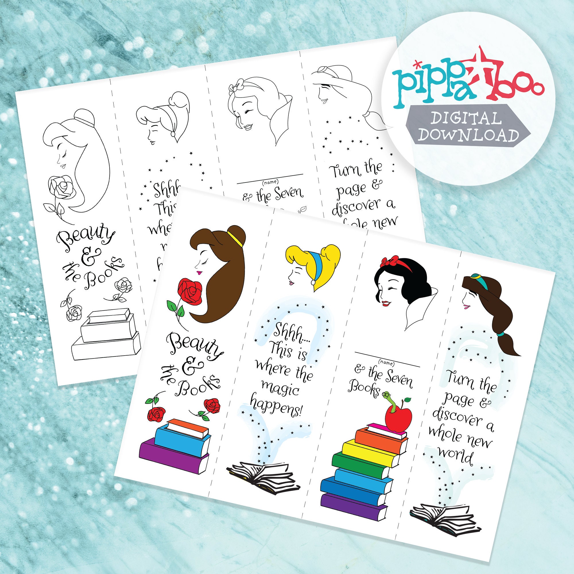 4 Printable Princess Bookmarks for Kids DIGITAL DOWNLOAD Instant ...