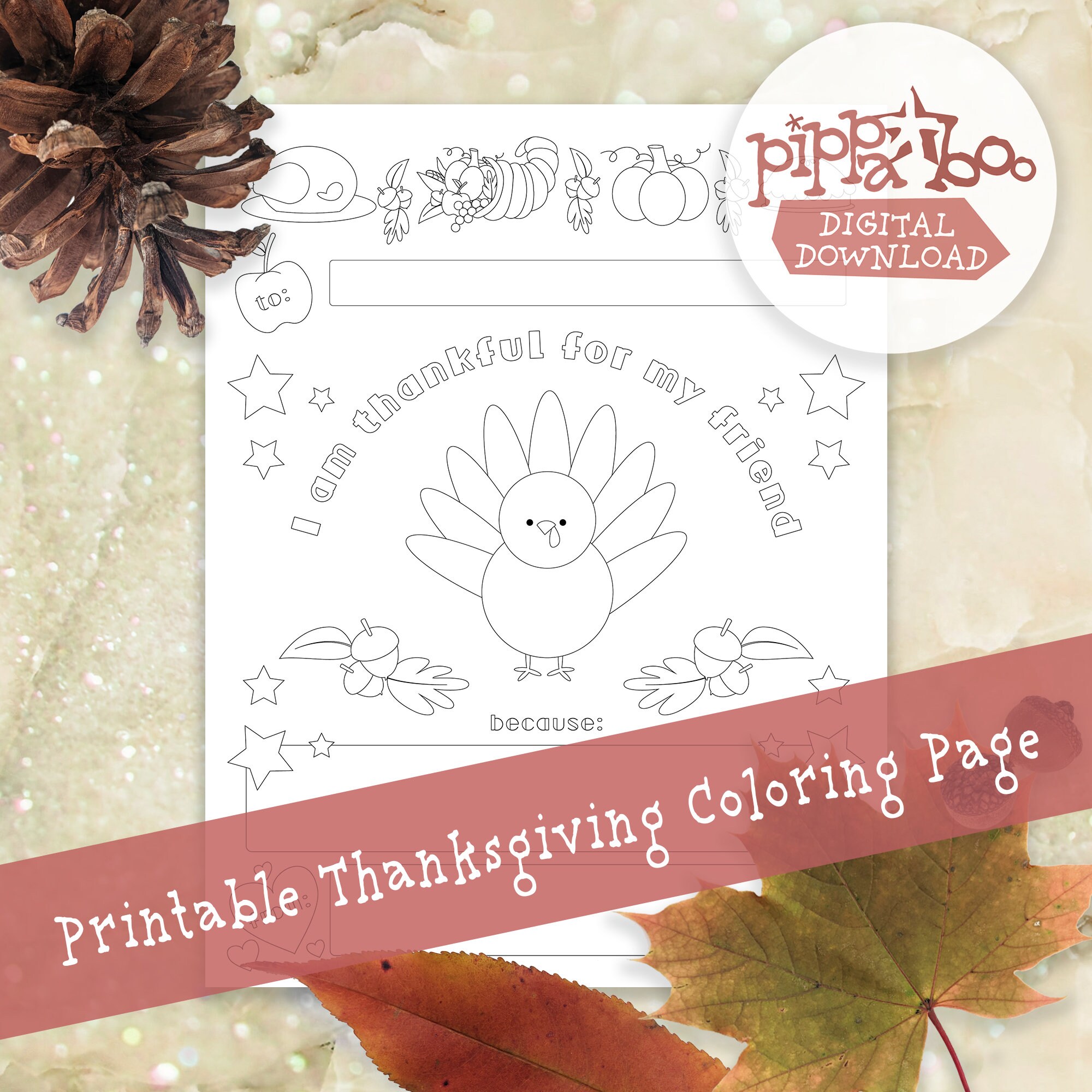 Thankful for My Friend | Printable Thanksgiving Cards | Turkey | Easy ...