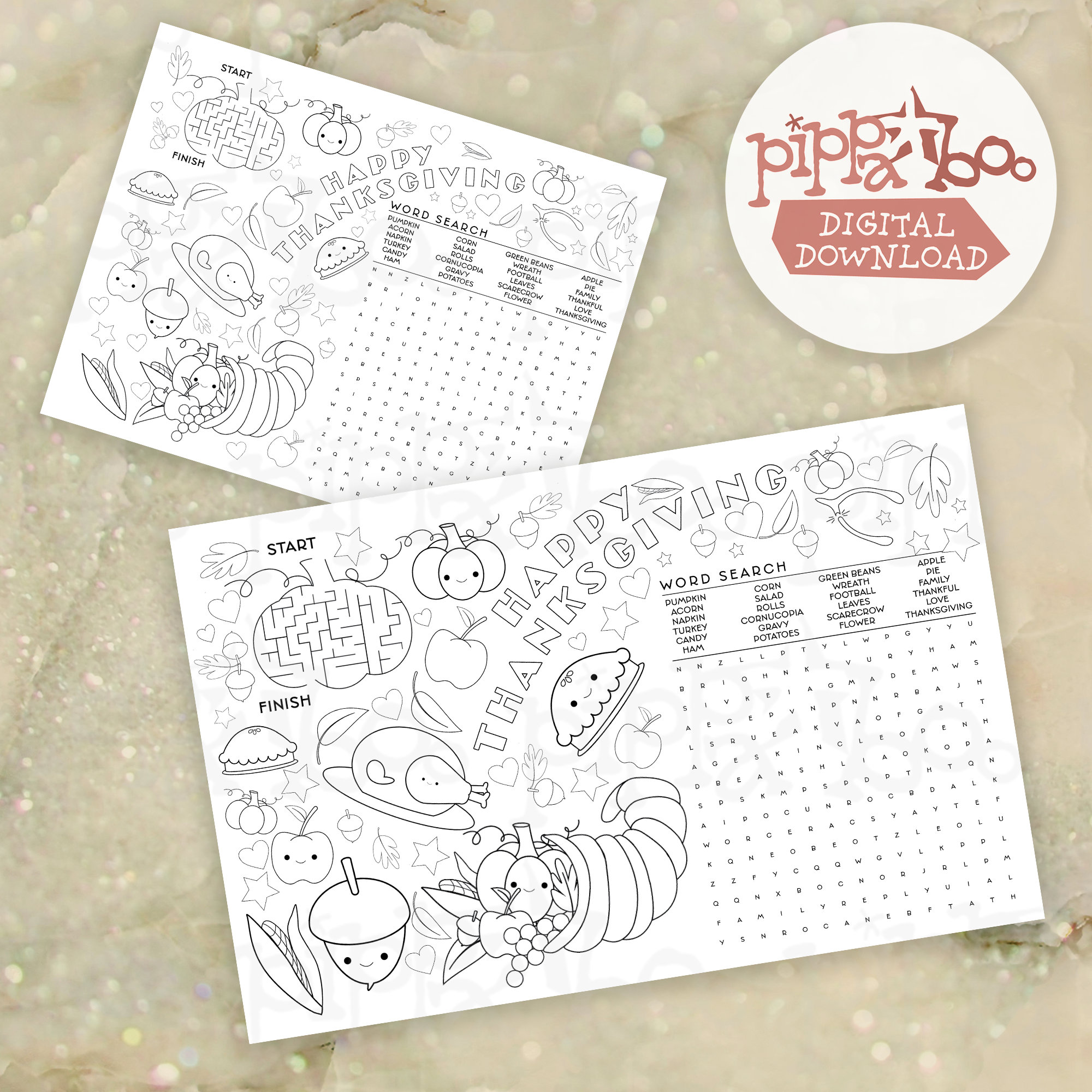 Printable Thanksgiving Placemat | Kids Table | Easy DIY | Word Search ...