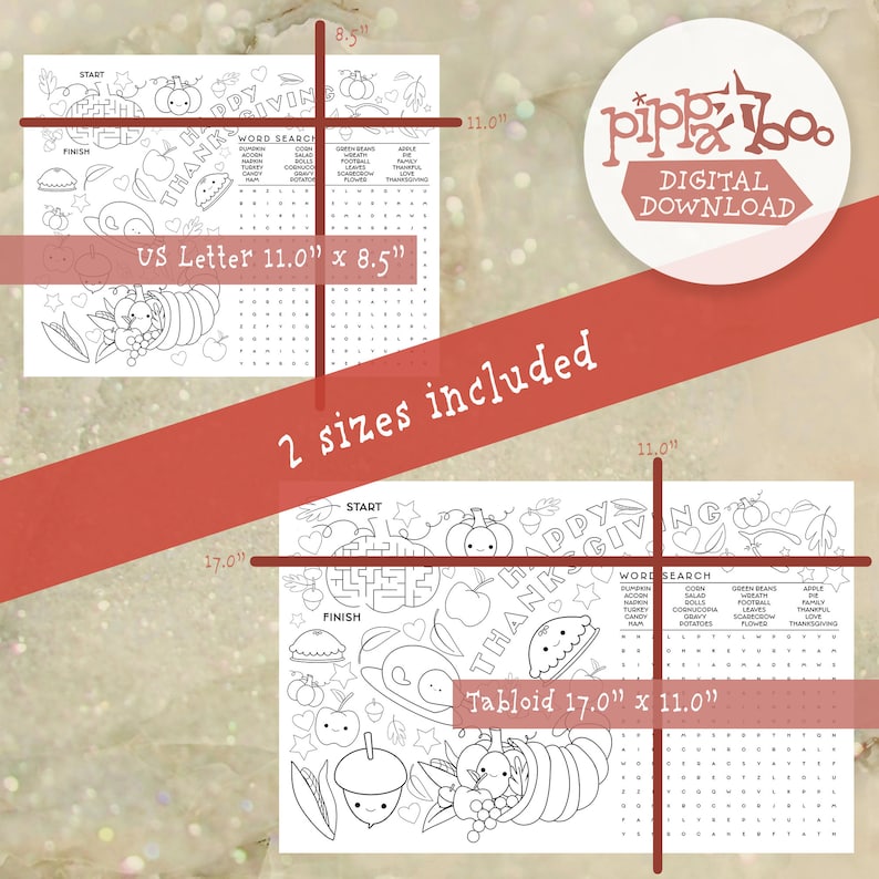 Printable Thanksgiving Placemat | Kids Table | Easy DIY | Word Search ...