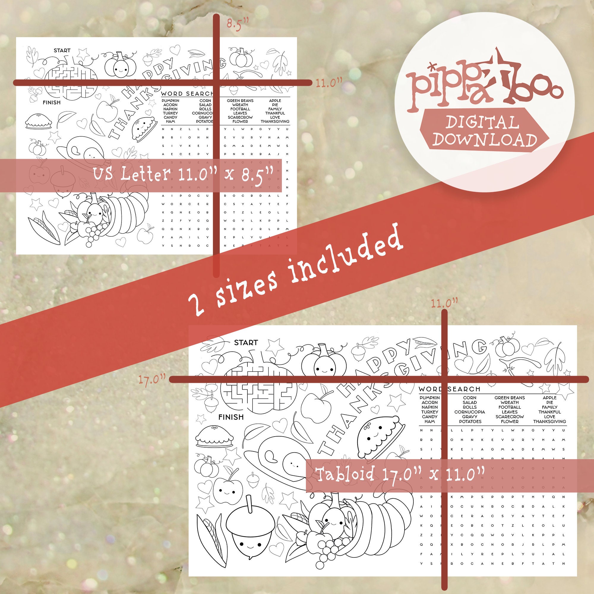 Printable Thanksgiving Placemat | Kids Table | Easy DIY | Word Search ...