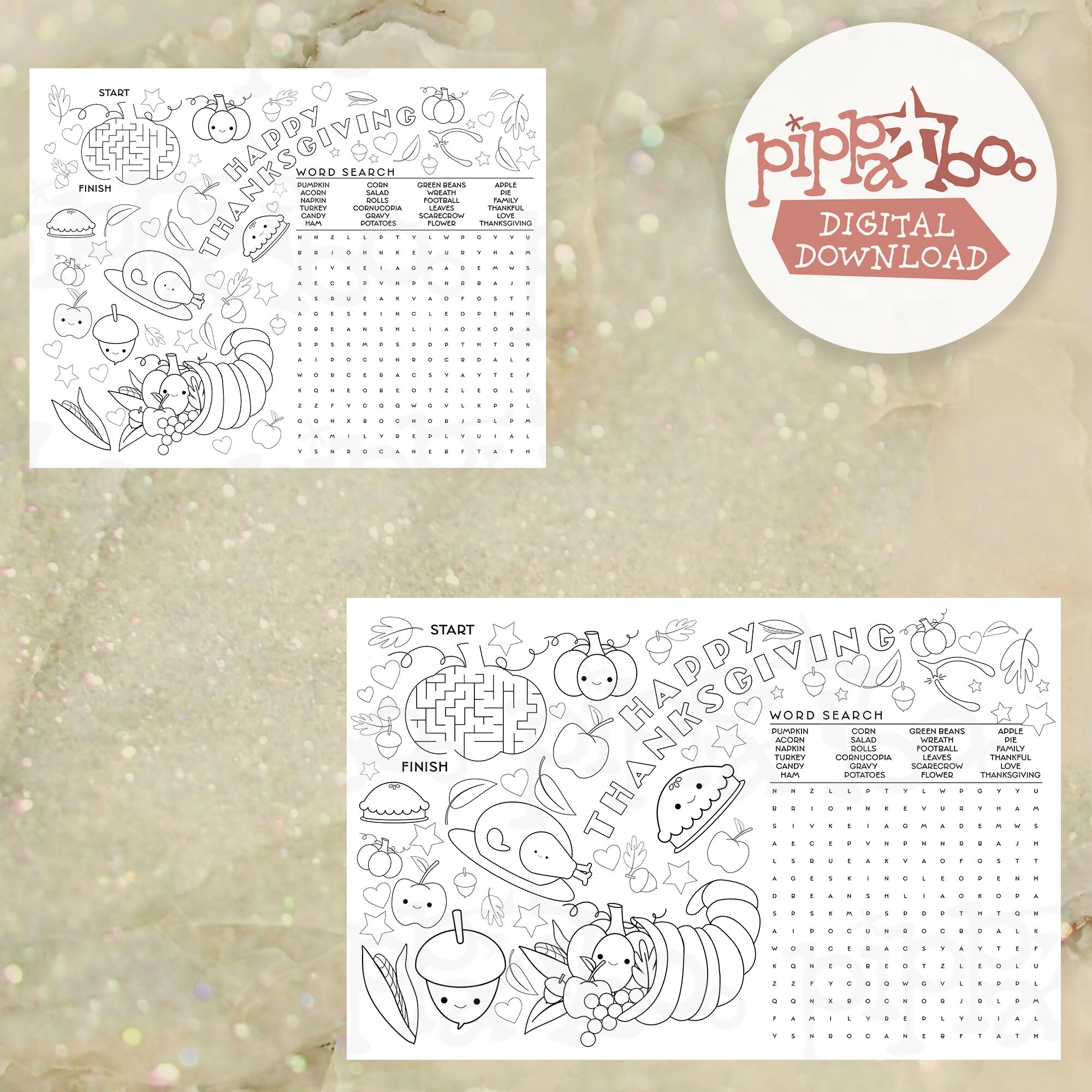 Printable Thanksgiving Placemat | Kids Table | Easy DIY | Word Search ...