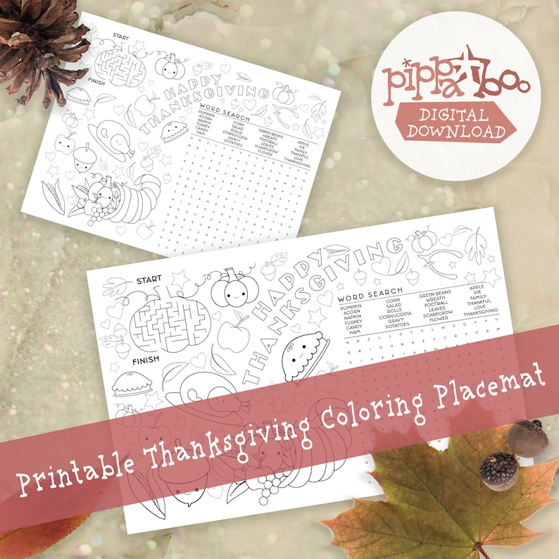 Printable Thanksgiving Placemat | Kids Table | Easy DIY | Word Search ...