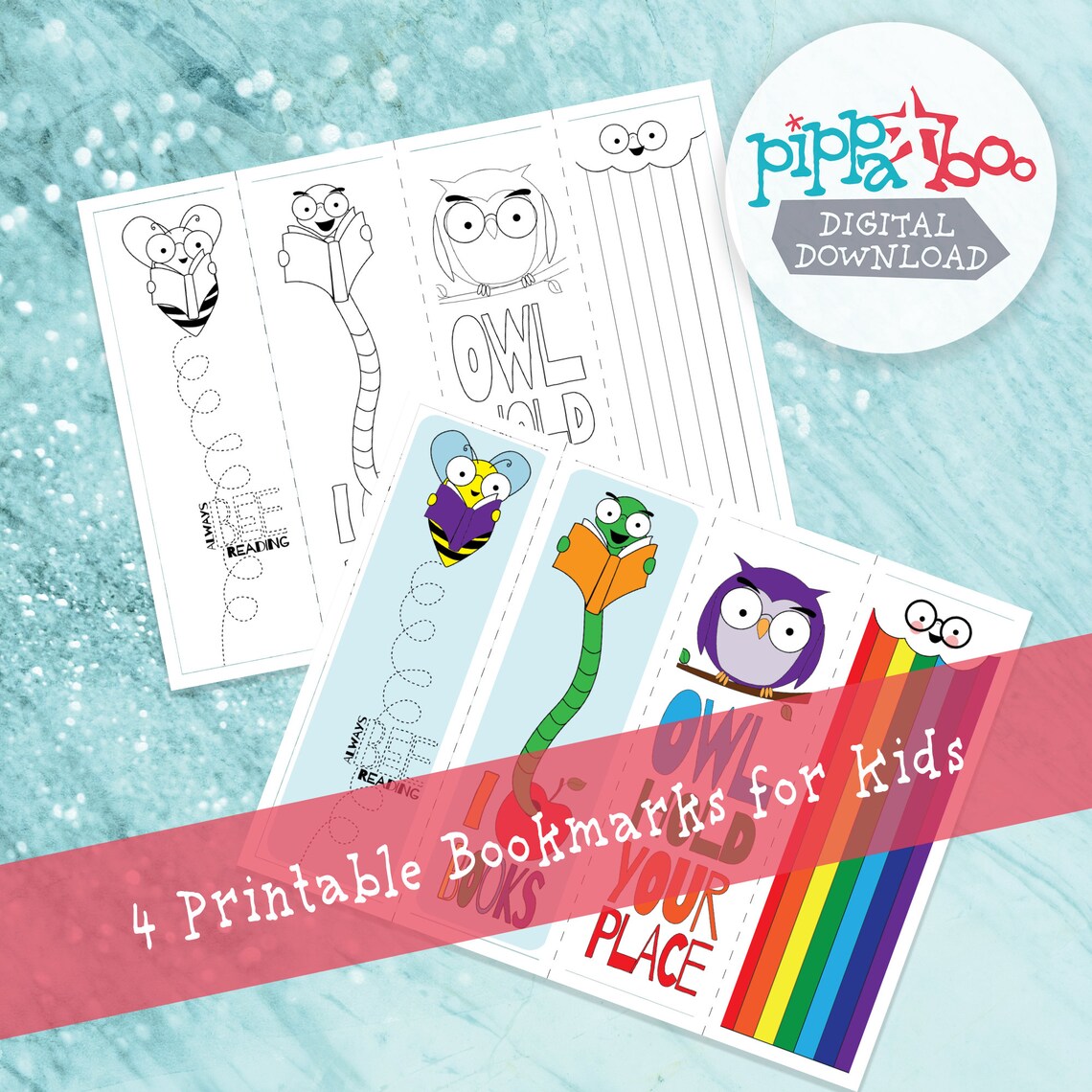 4 Printable Animal Bookmarks for Kids DIGITAL DOWNLOAD Instant ...