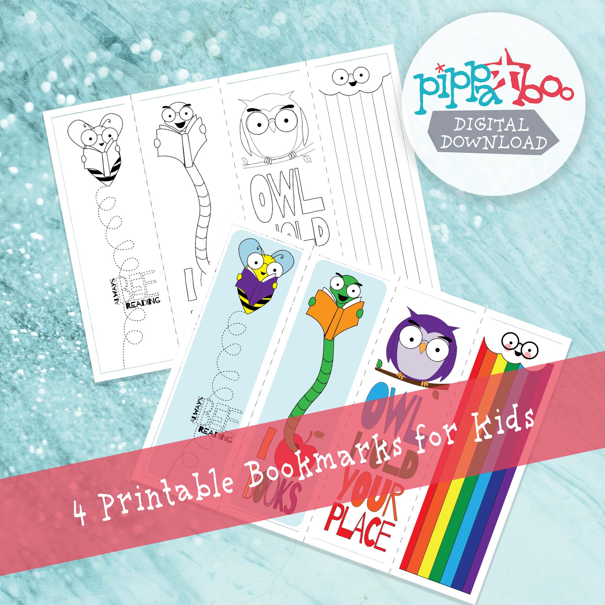 4 Printable Animal Bookmarks for Kids DIGITAL DOWNLOAD Instant ...