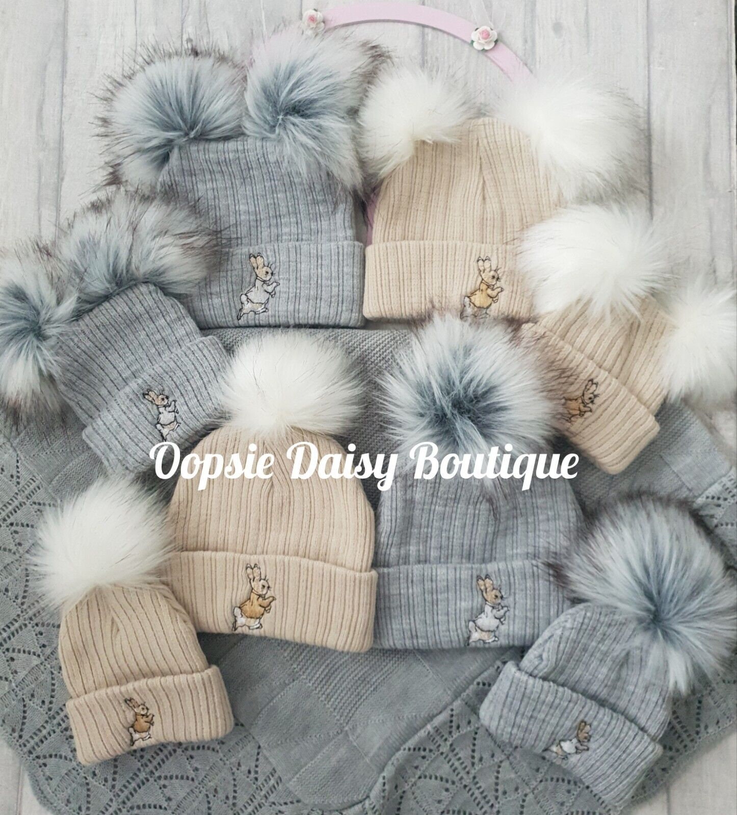Peter Rabbit Pom Pom Hat Size Newborn & 1-12mth - Etsy UK