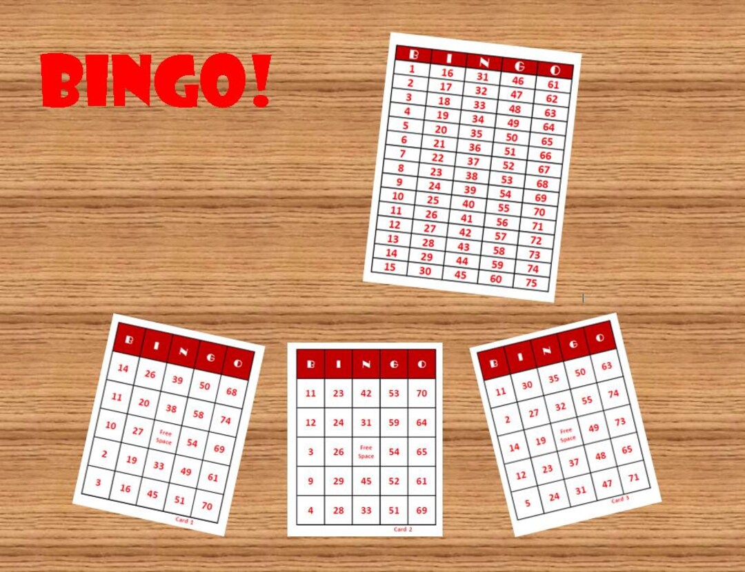 Printable Bingo Cards 1,000 Red Cards With Printable Call Sheet and ...