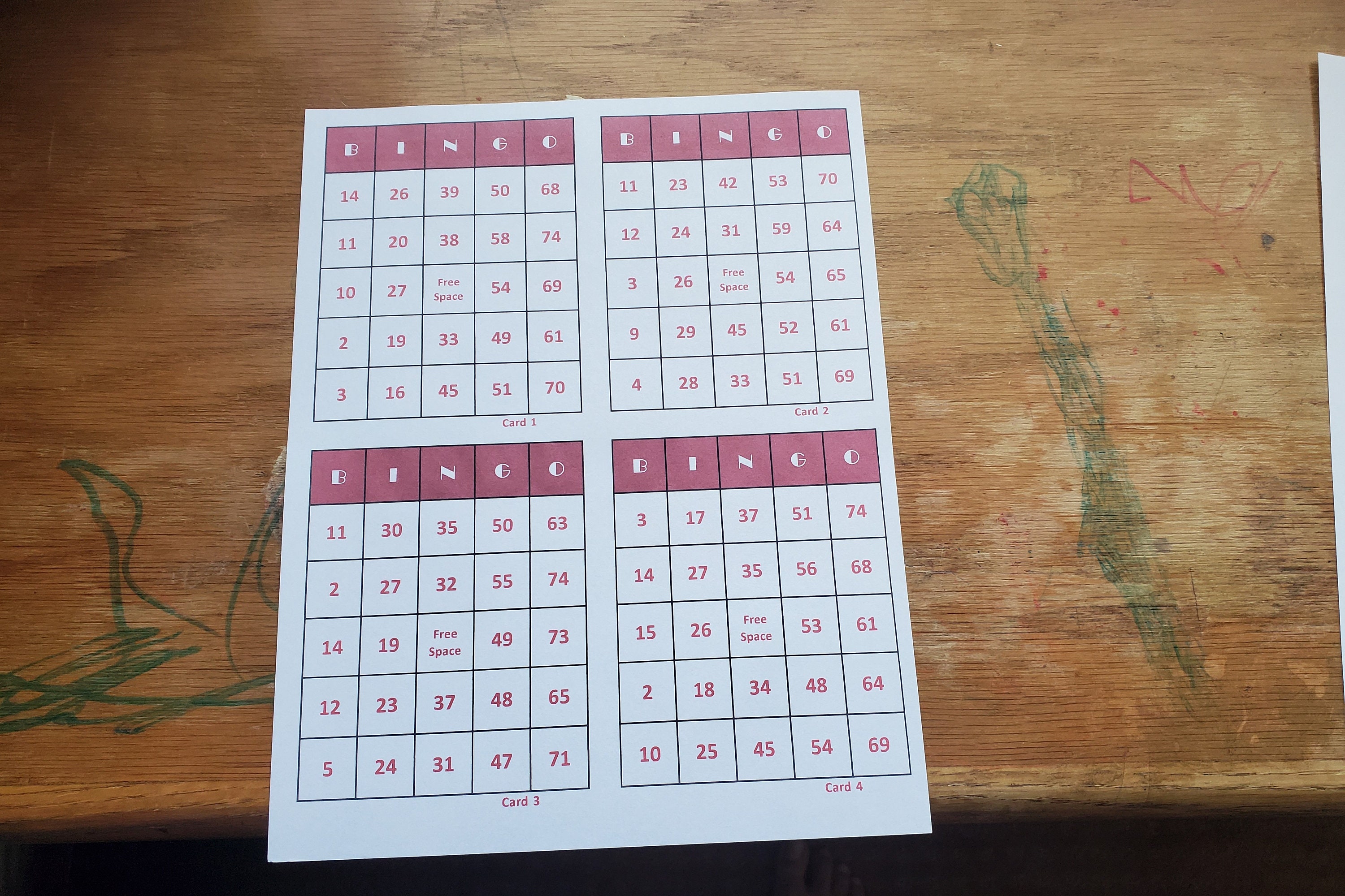 Printable Bingo Cards 1000 Red Cards With Printable Call - Etsy