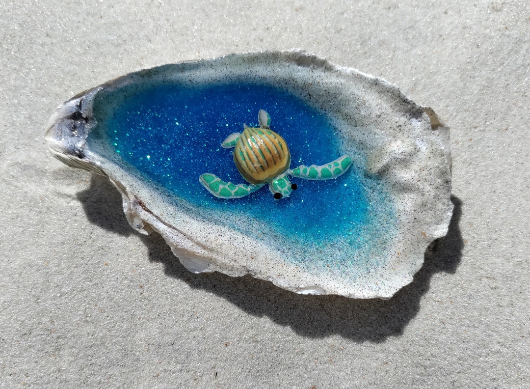 Sea Turtle Oyster Shell Art - Etsy
