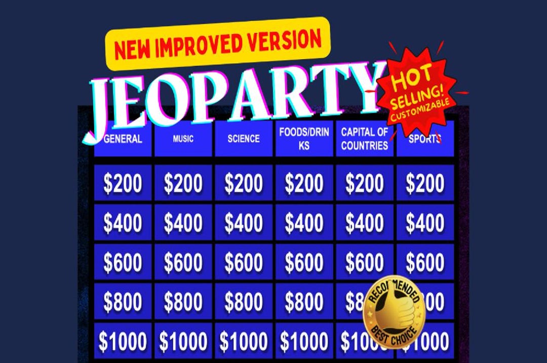 NEW IMPROVED Original Jeoparty Game! Digital Jeopardy With Sound ...