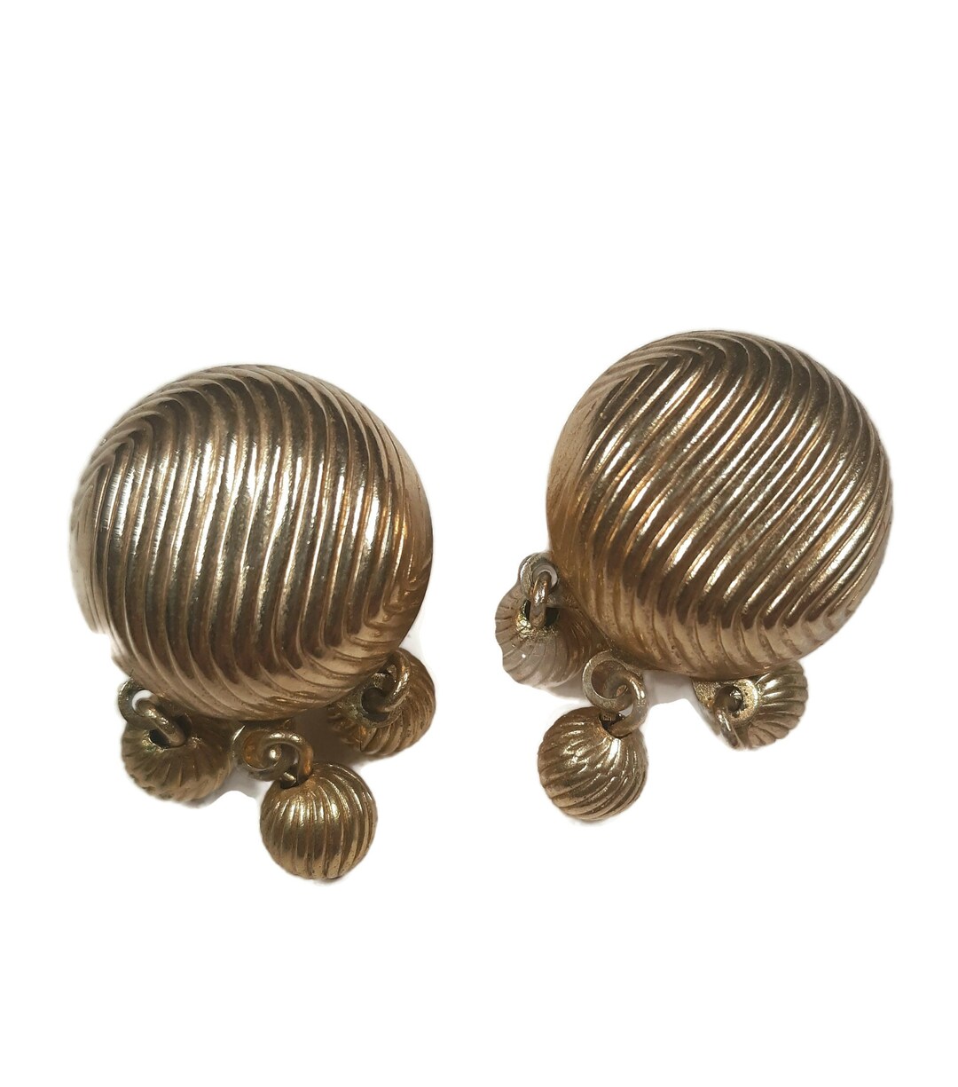 Vintage Sarah Coventry Button Clip on Earrings With Charms in Gold ...