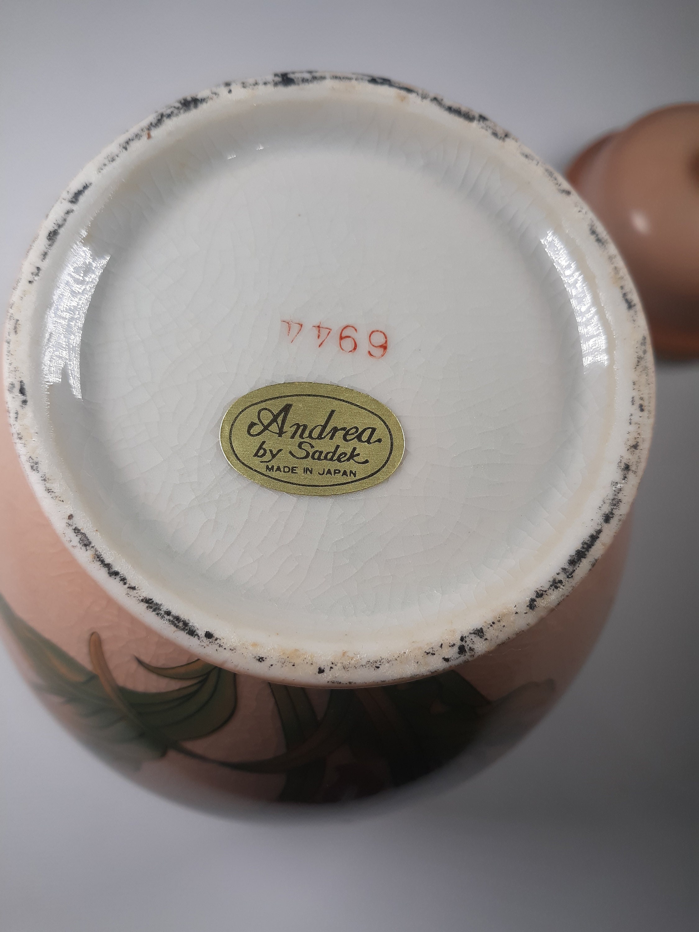 Vintage Ginger Jar Andrea by Sadek, Made in Japan, Peach With Gold Trim ...