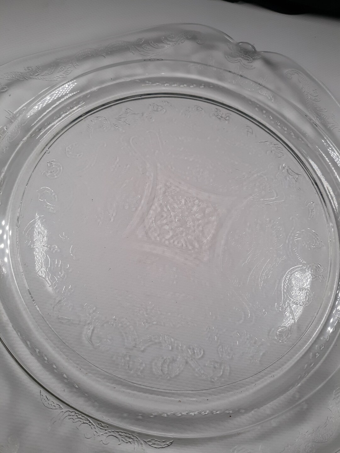 Vintage Federal Glass Dinner Plates in the Madrid Pattern, Clear, 10 1/ ...