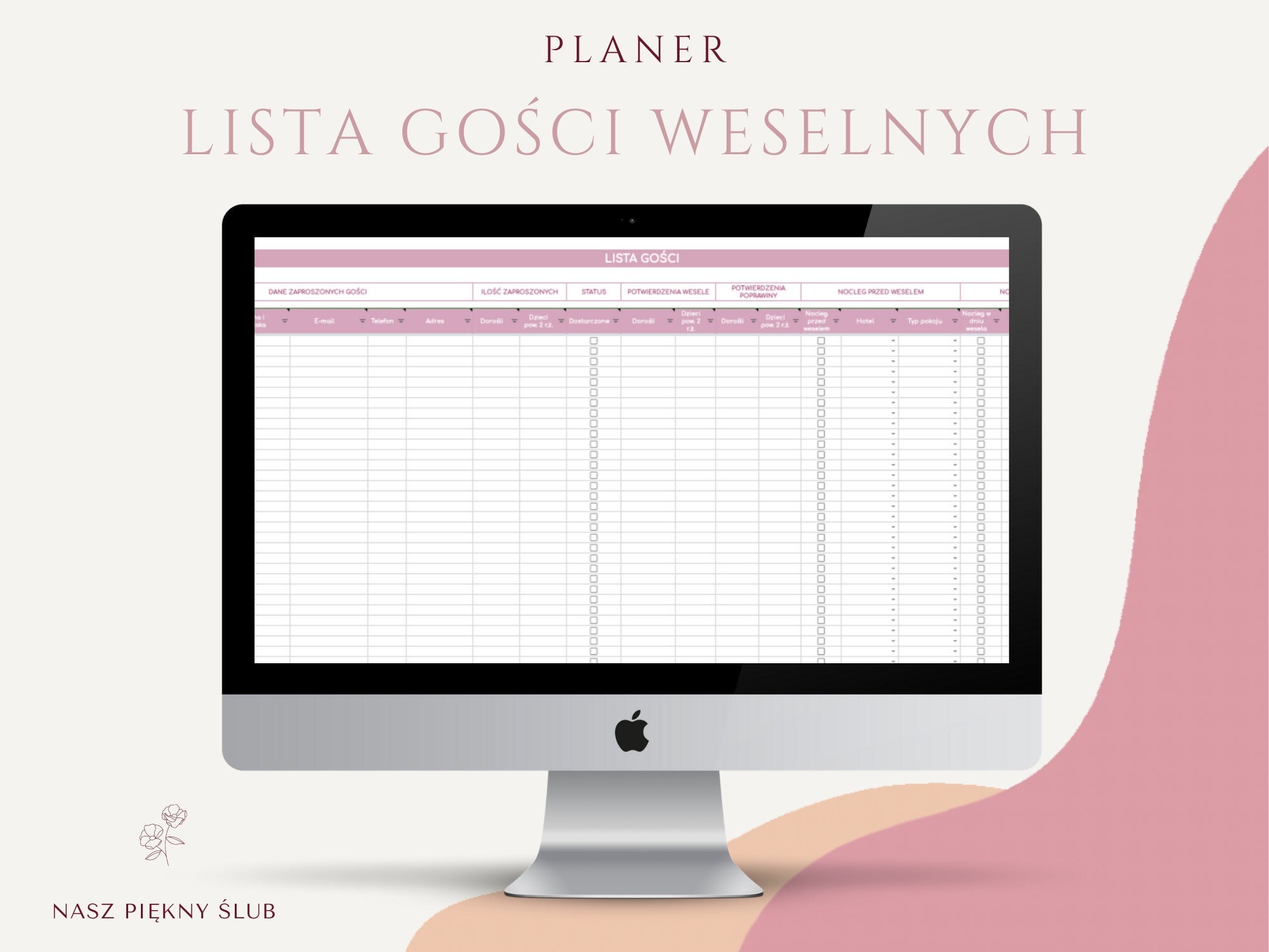 Planer Lista Gości Weselnych Arkusz Excel I Google - Etsy