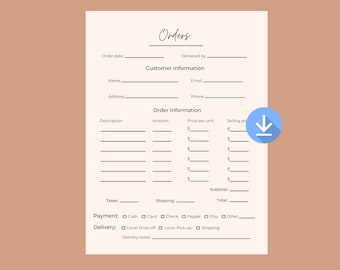 Editable Basic Order Form - Etsy