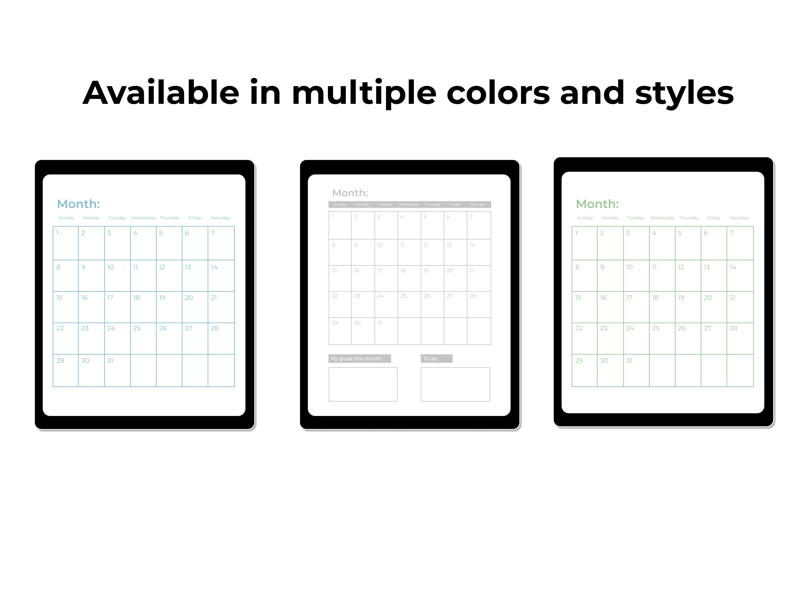 Printable Digital Calendar 2025 | Monthly Planner Goodnotes Template ...