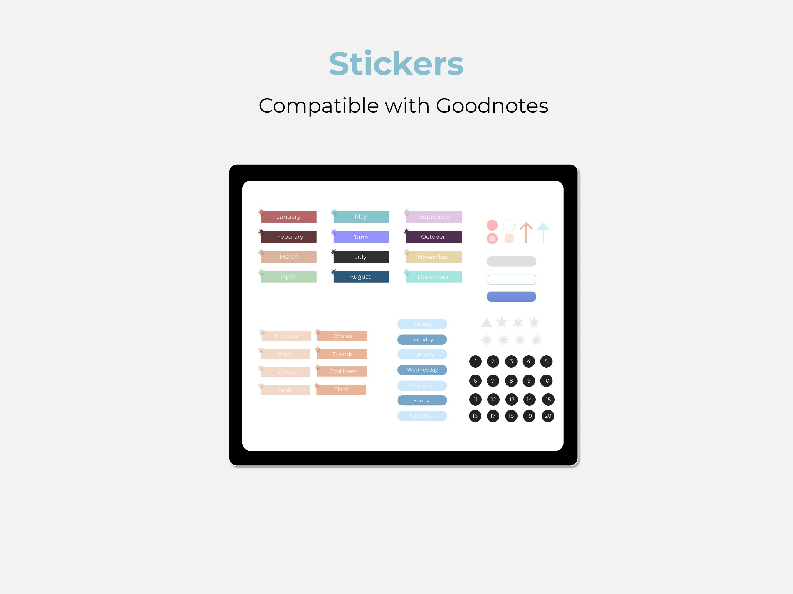 Digital Icons & Sticker Book, PNG Format and Compatible With Goodnotes ...