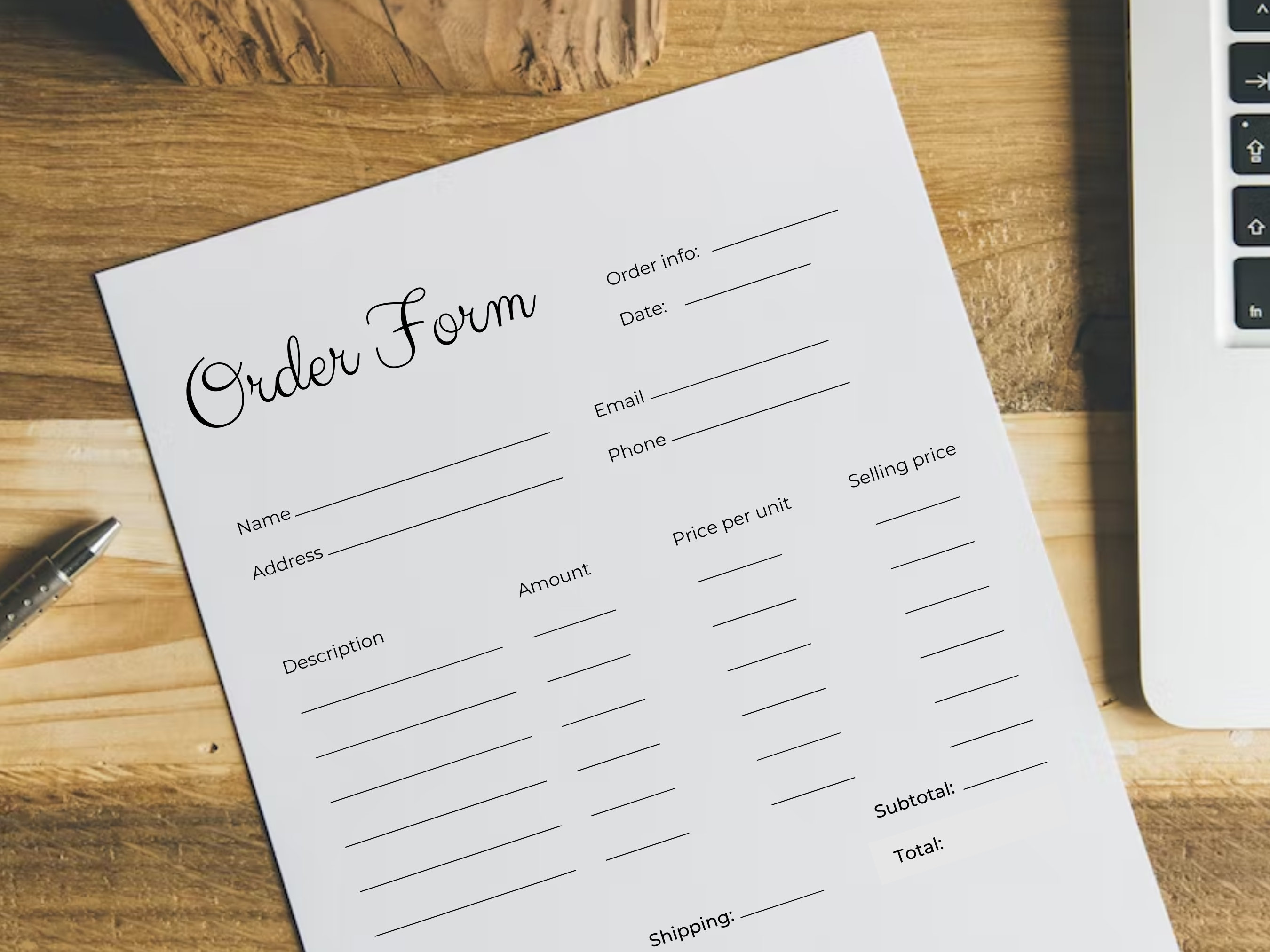 Editable Order Form | Order Form Template | Printable Etsy Shop ...