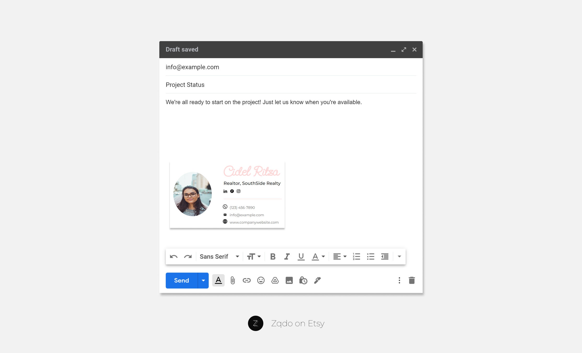 HTML Email Signature With Photo & Logo | Editable Gmail Signature ...