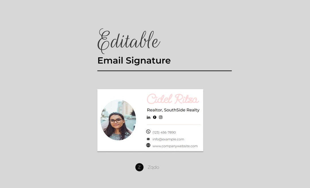 HTML Email Signature Template With Your Personal Photo & Logo ...