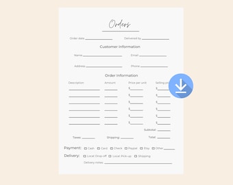 Editable Basic Order Form - Etsy
