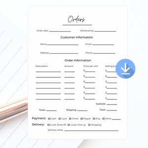 Editable Order Form | Order Form Template | Printable Etsy Shop ...