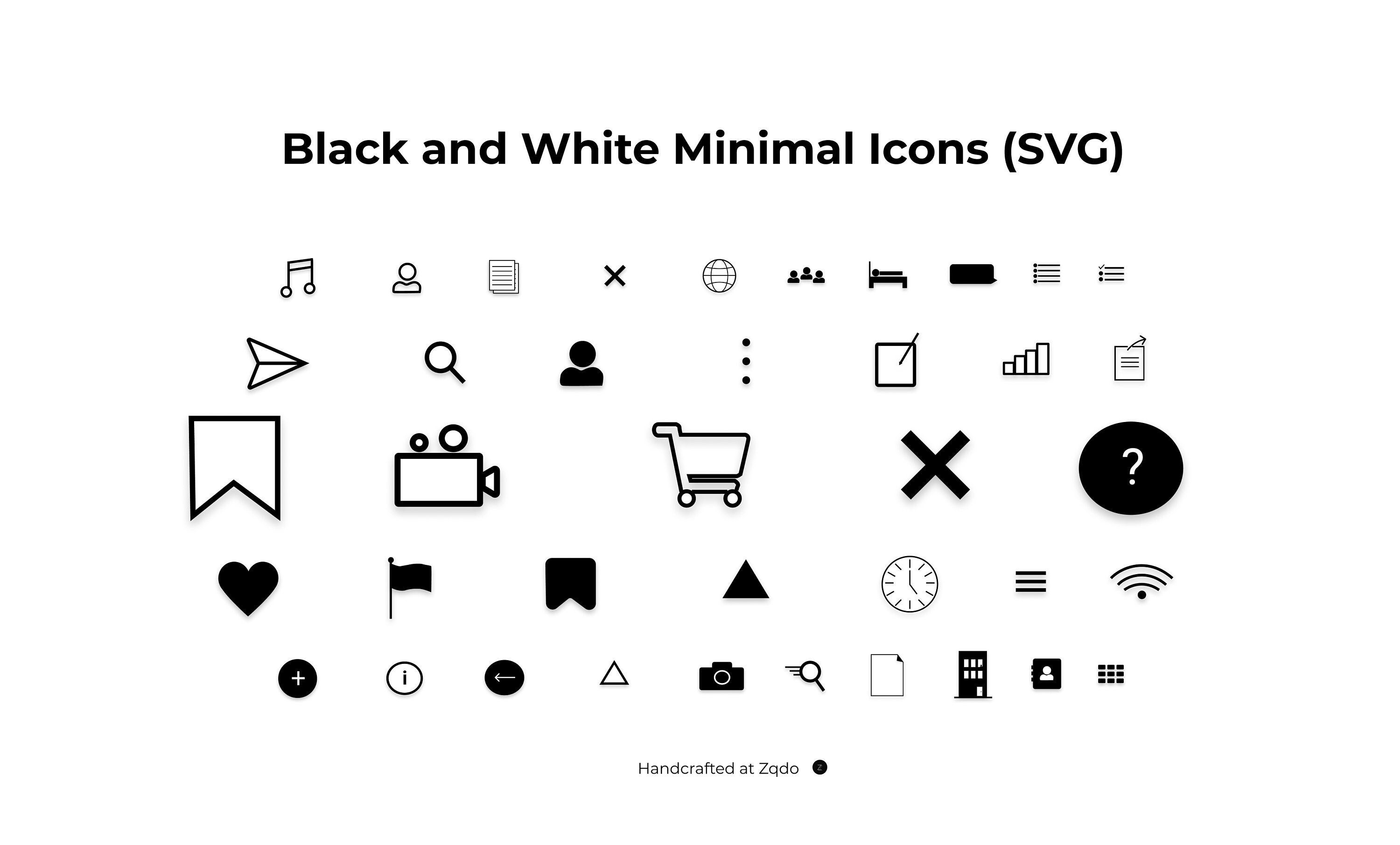 Modern Minimalistic Icon Pack – 100 Black & White SVG, PNG, and JPG ...