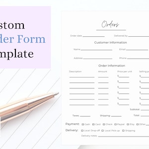 Editable Order Form | Order Form Template | Printable Etsy Shop ...