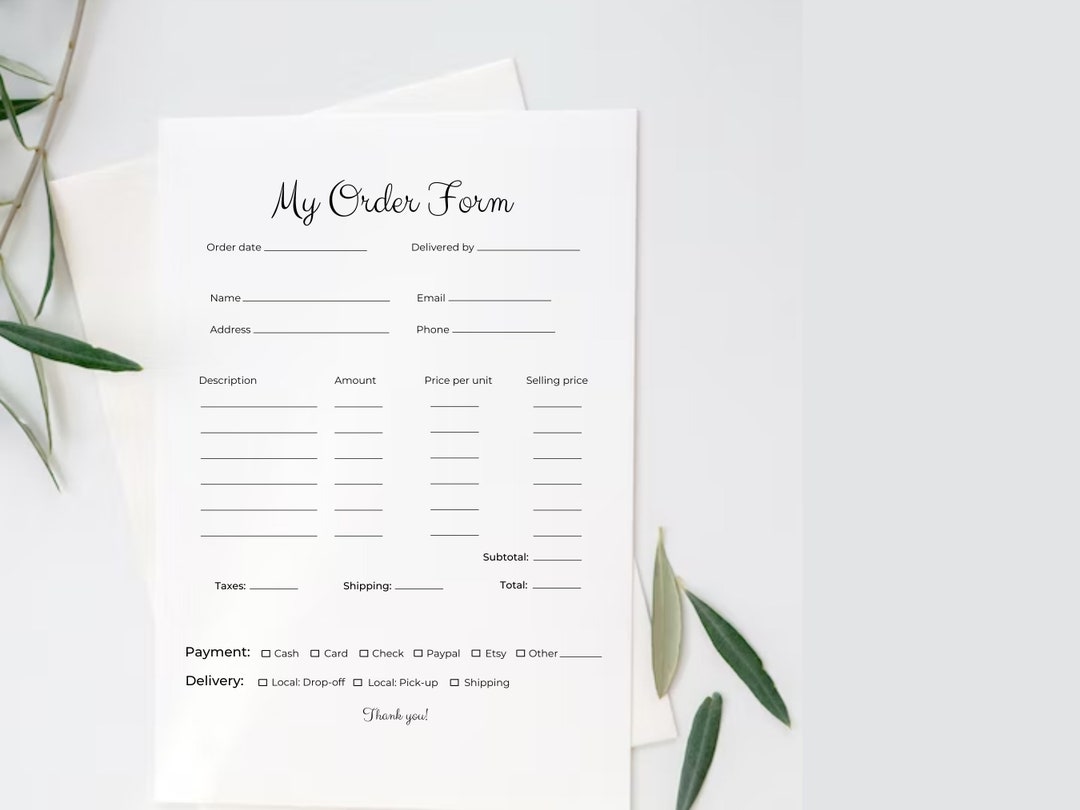Editable Order Form Template | Printable Business Order Sheet | Canva ...