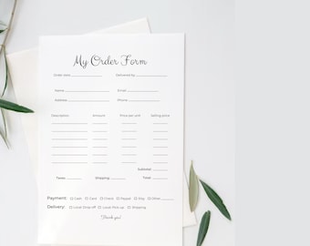 Editable Order Form | Order Form Template | Printable Etsy Shop ...