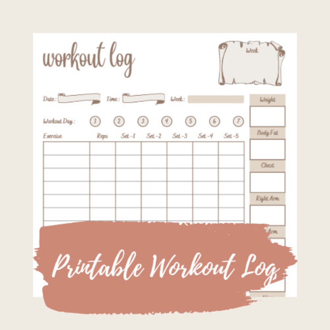 Workout Log Planner - Etsy