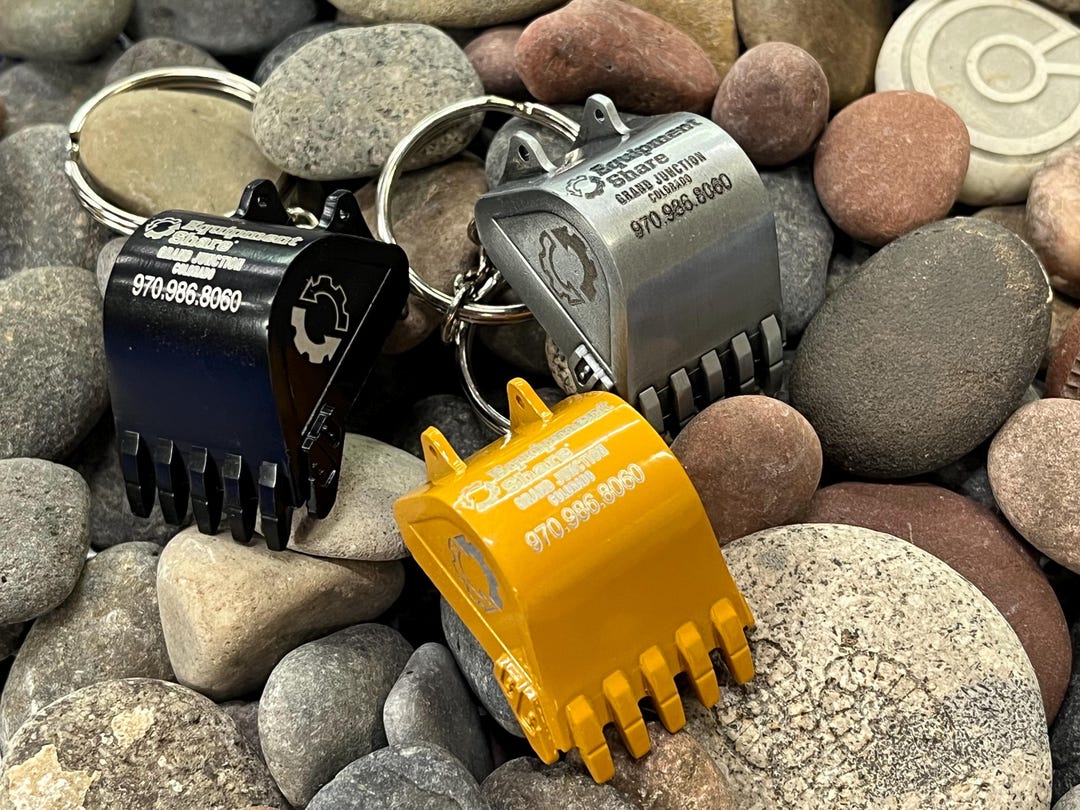 Engraved Excavator Bucket Keychain, NEW FINISH Options-construction ...