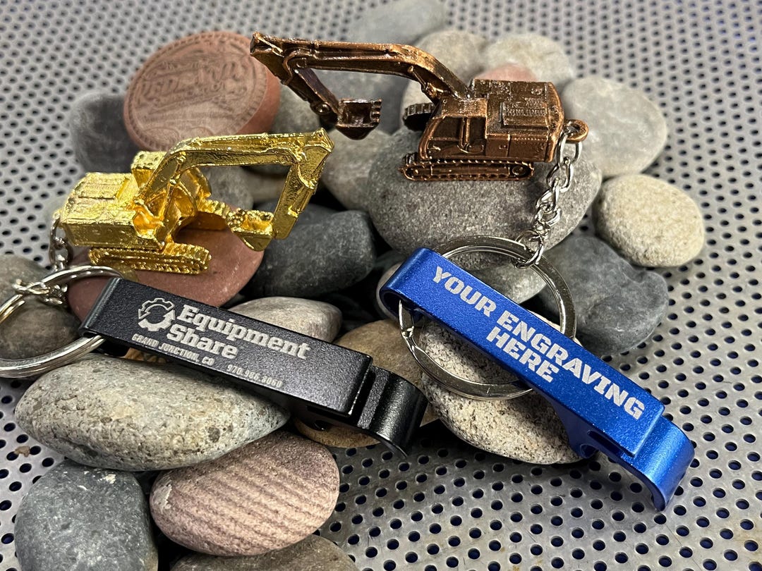 3D Excavator W/engraved Bottle Opener Keychain- Construction, Road Crew, Land Scaping, Mining - Etsy