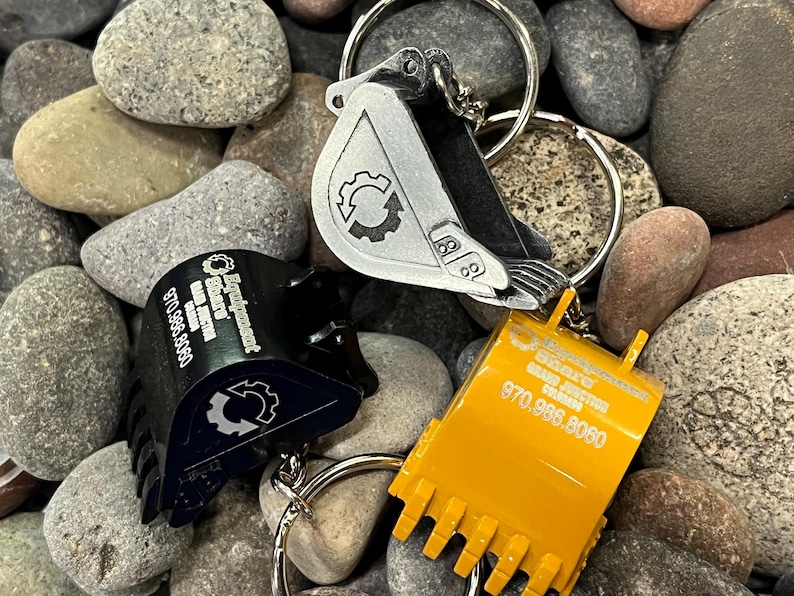 Engraved Excavator Bucket Keychain, NEW FINISH Options-construction ...