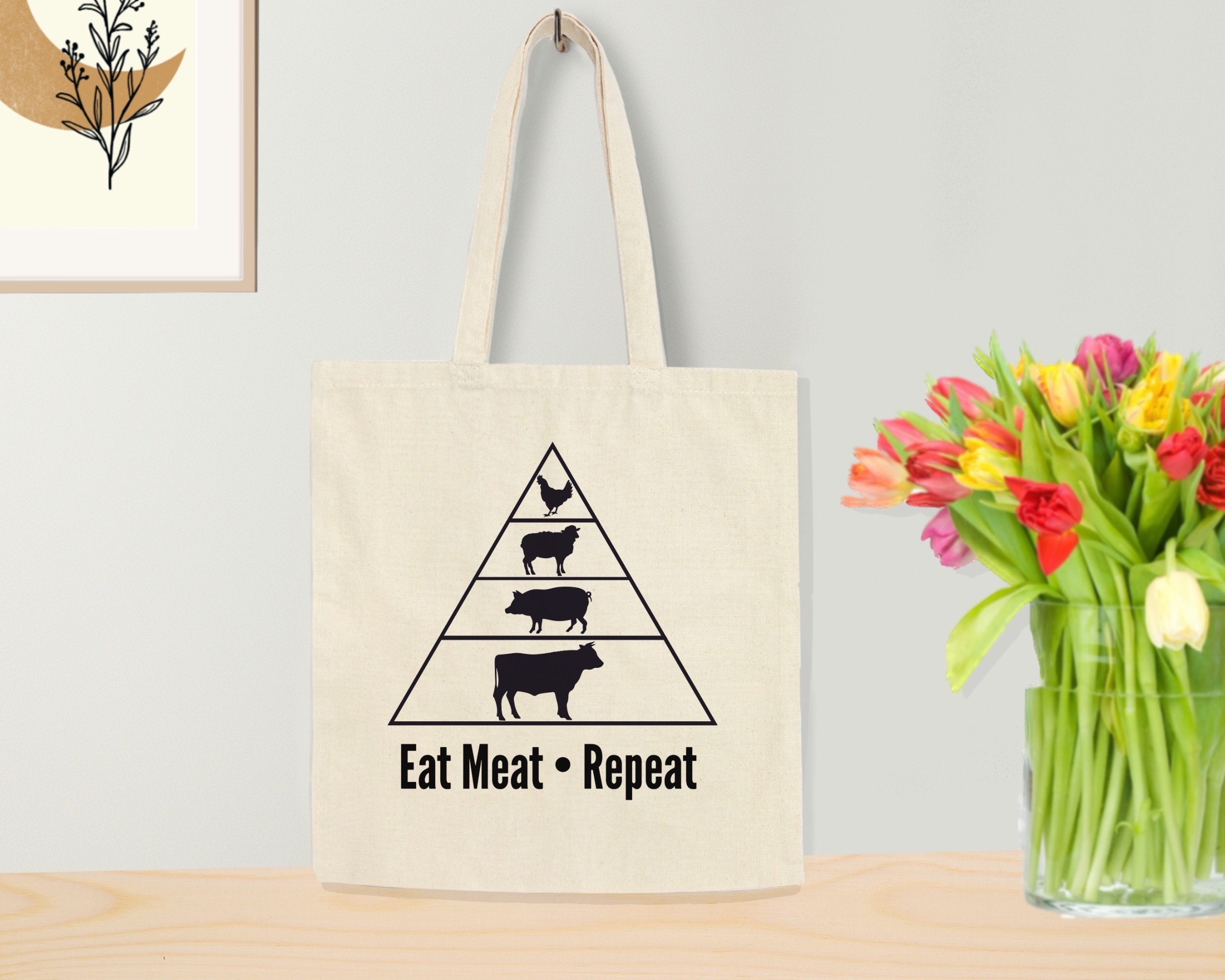 Eat Meat Repeat Pyramid Tote Carnivore's Canbas Bag - Etsy