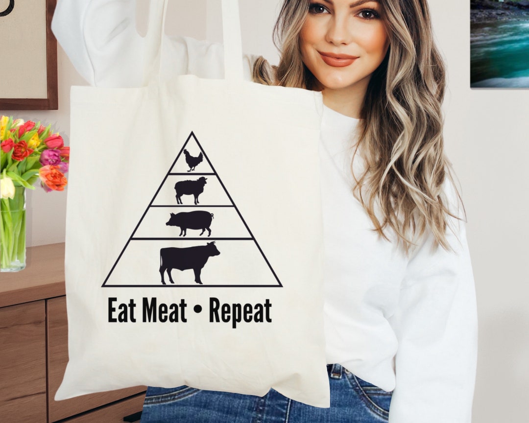 Eat Meat Repeat Pyramid Tote Carnivore's Canbas Bag - Etsy