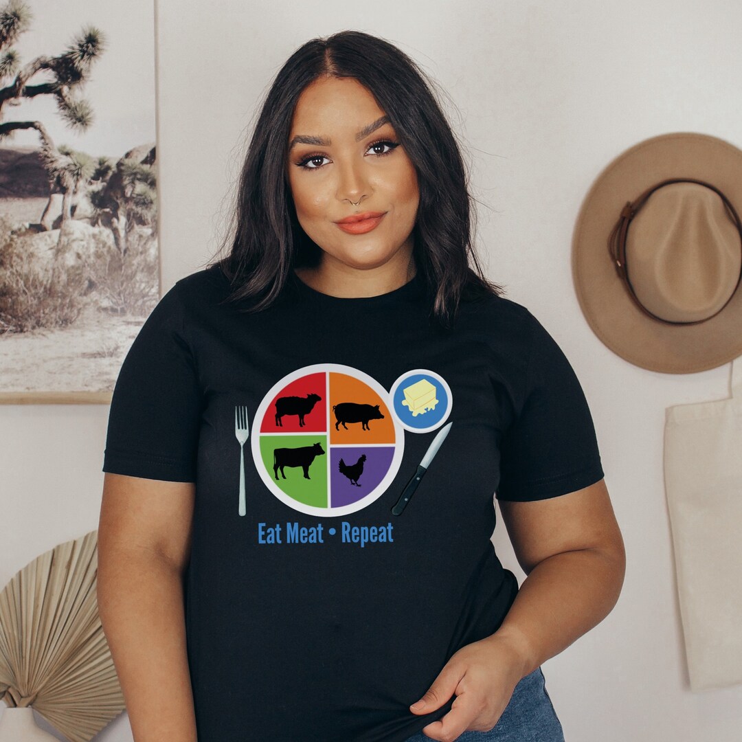 Eat Meat Repeat, Carnivore's T-shirt, Funny Food Pyramid Tee, Meat Lover's Shirt, Funny Mens ...