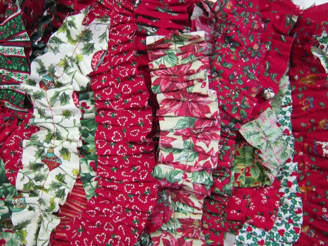 Christmas Fabric Ruffles (vintage or Vintage Style) for Journals, Junk ...