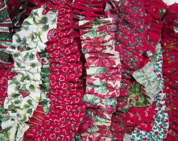 Christmas Fabric Ruffles (vintage or Vintage Style) for Journals, Junk ...
