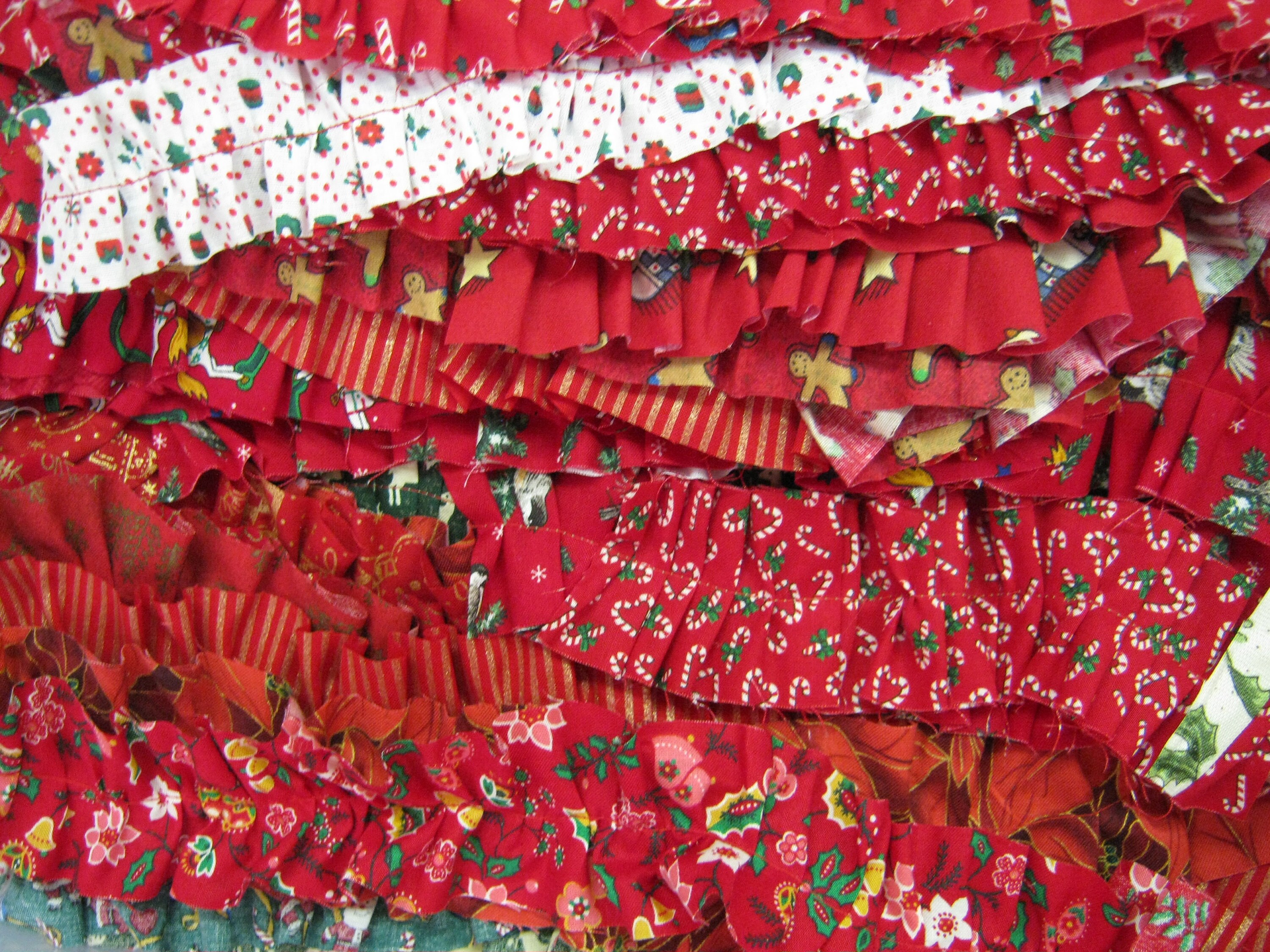 Christmas Fabric Ruffles Vintage Or Vintage Style For Journals Junk Journals Tags Pockets