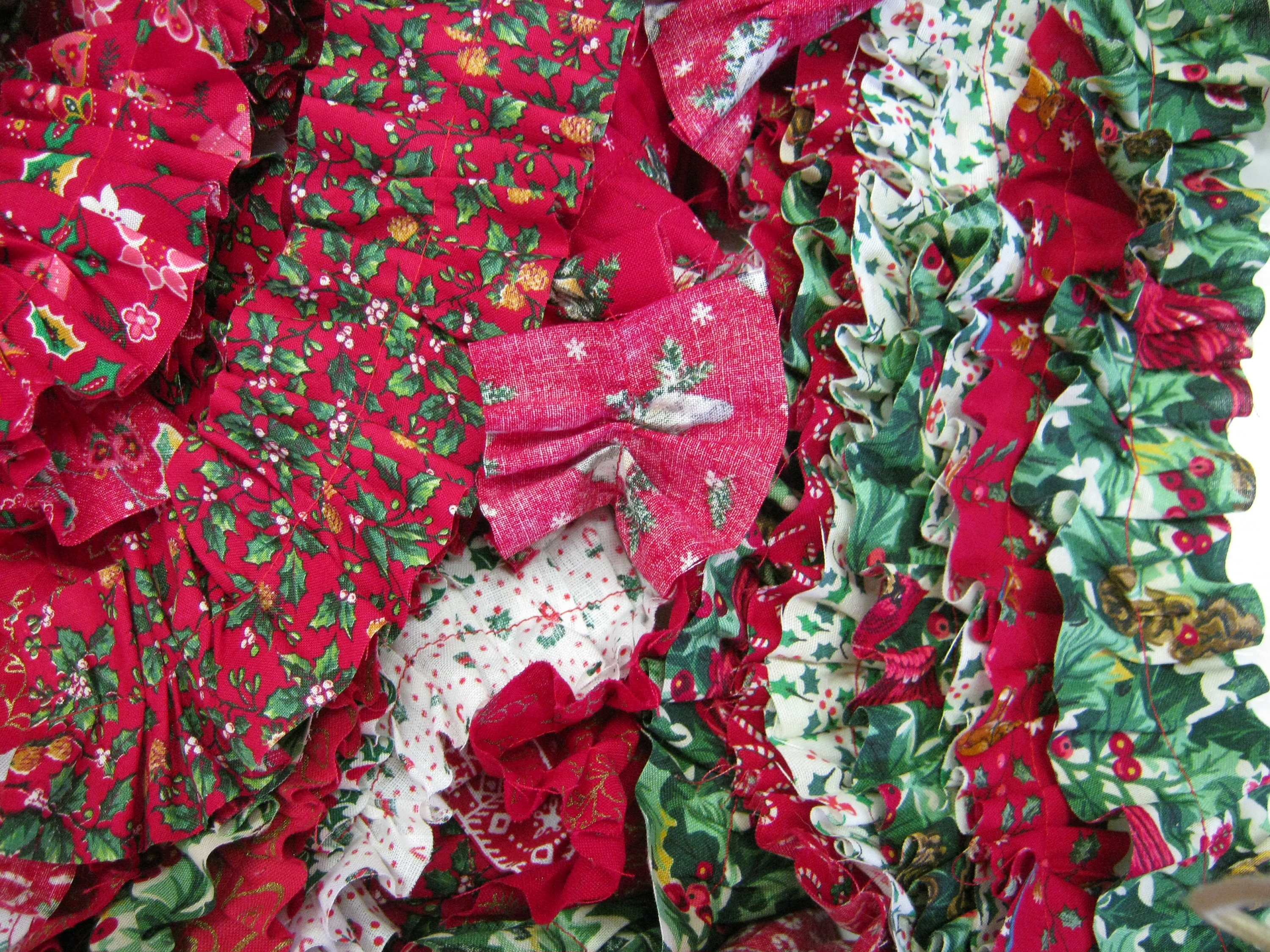 Christmas Fabric Ruffles Vintage Or Vintage Style For Journals Junk Journals Tags Pockets