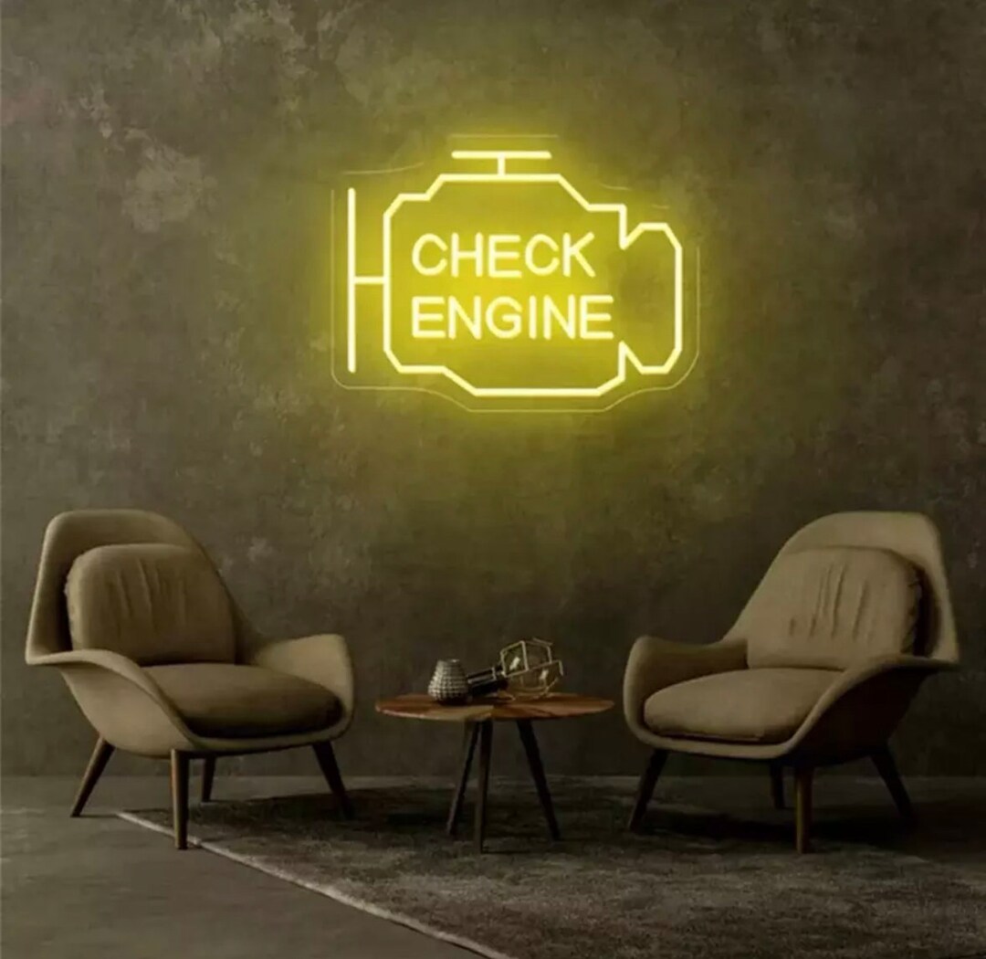 Check Engine Light Neon Sign LED, Garage Wall Decor, Gift for Car Guys ...