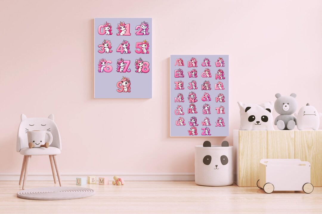 Magical Unicorn Alphabet & Math Poster Set: Enchanting Learning Decor ...
