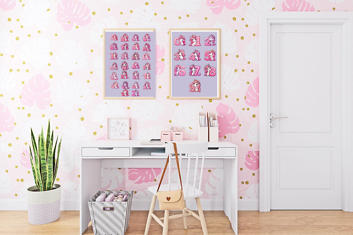 Magical Unicorn Alphabet & Math Poster Set: Enchanting Learning Decor ...