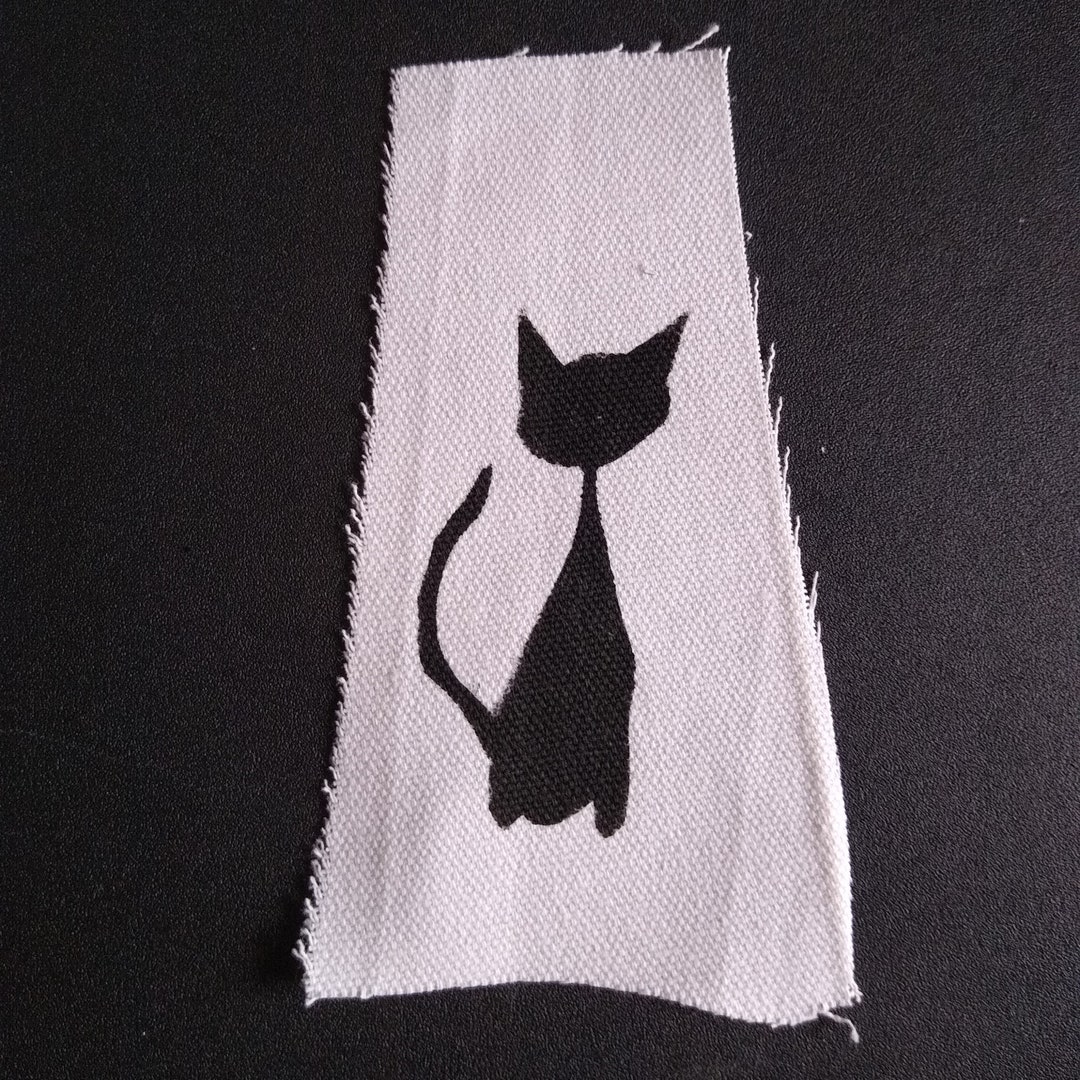 Retro Atomic Cat Patch - Hand Painted Flexible Paint on Denim - Sew on ...
