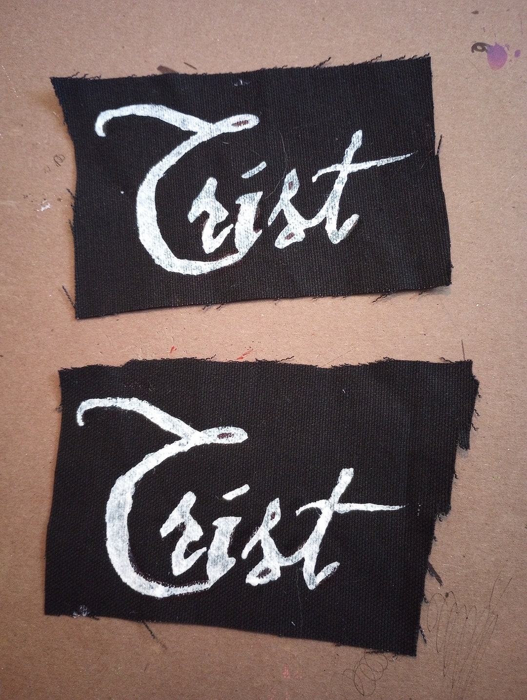 Trist Text Logo Patch - Hand Painted on Canvas Cloth - Sew on ...